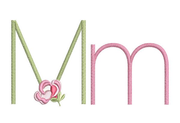 Free Embroidery design: Cottage Rose Alphabet, Letter M